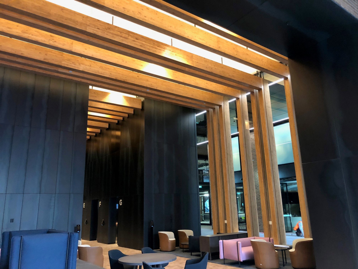 Techlam Timber Creates Point of Interest at Barrack Place – EBOSS