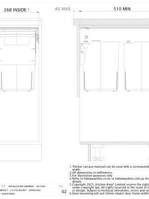 Drawings for Hideaway Compact 2 x 16L Buckets Door Pull — Cinder by ...