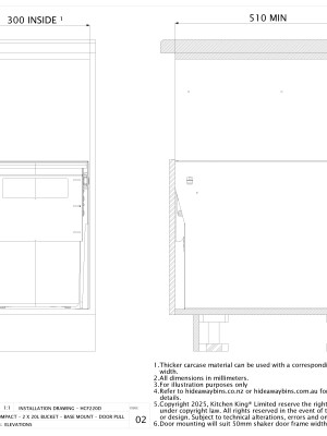 Drawings for Hideaway Compact 2 x 20L Floor Mounted Handle Pull ...