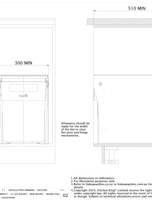 Drawings for Hideaway Compact 2 x 20L Floor Mounted Handle Pull ...