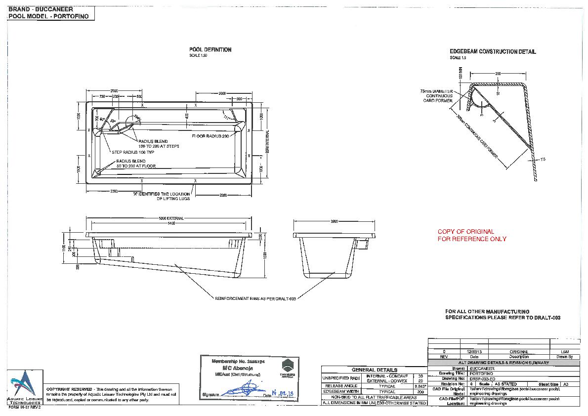 Drawings for Latin Series Fibreglass Pools by The PoolHouse – EBOSS