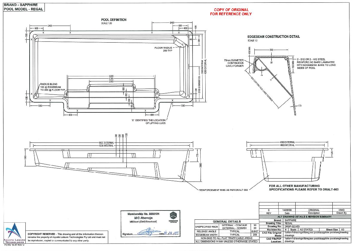Drawings for Regal Series Fibreglass Pools by The PoolHouse – EBOSS